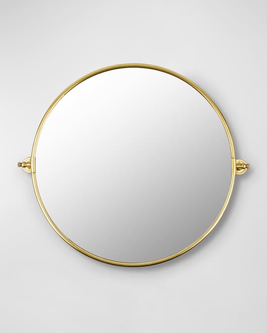 Surya Burnish Golden Round Mirror, 32" | Neiman Marcus