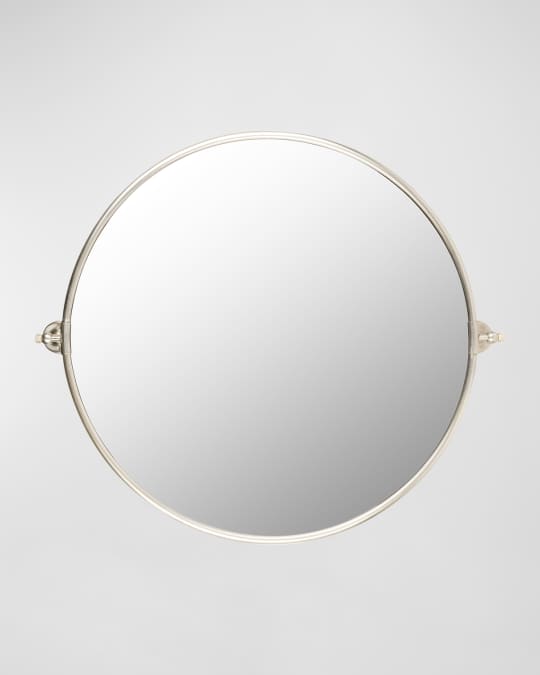 Surya Burnish 31" Round Wall Mirror, Silver | Neiman Marcus