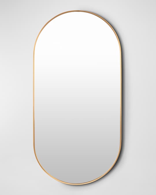 Surya Ceraon Golden Straight Sided Oval Mirror | Neiman Marcus