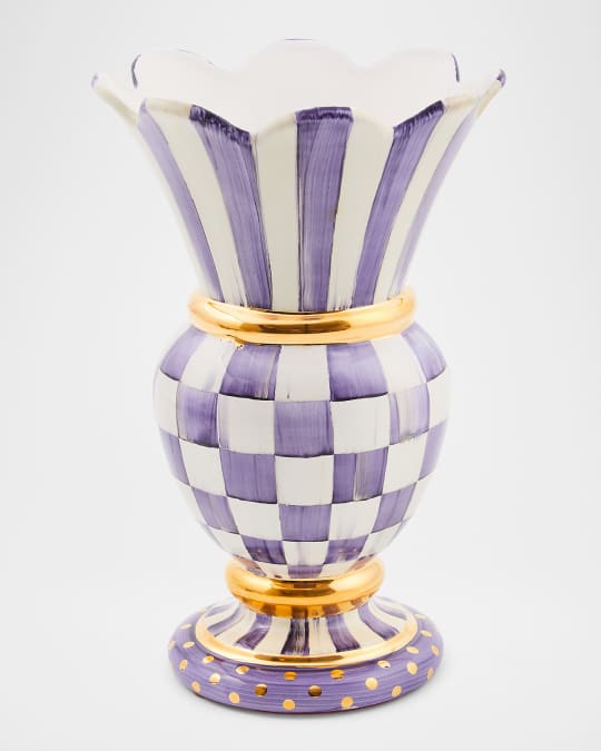MacKenzie-Childs Plum Check Ceramic Great Vase | Neiman Marcus