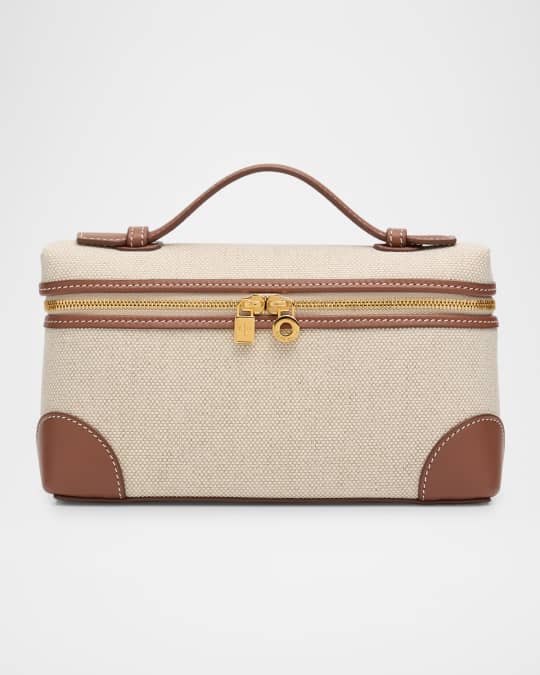 Loro Piana Extra Pocket Canvas & Leather Top-Handle Bag | Neiman Marcus