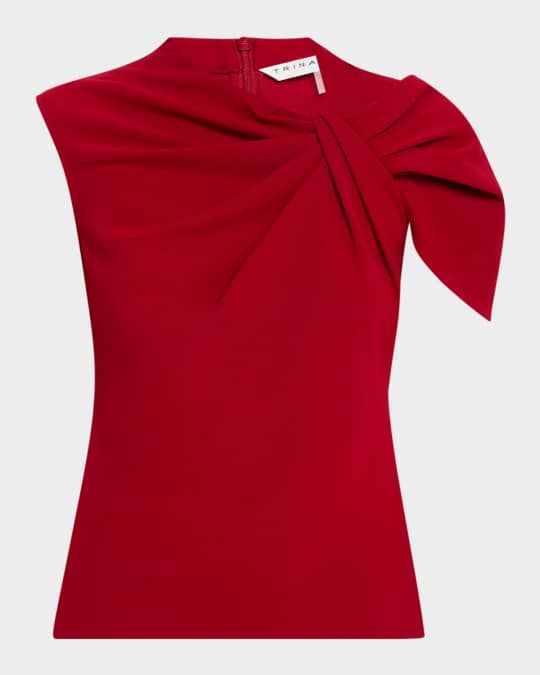 Trina Turk Keshi Pleated Asymmetric Top | Neiman Marcus