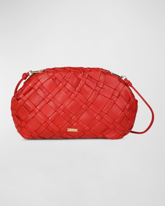 Rafe Aya Frame Woven Leather Clutch Bag | Neiman Marcus