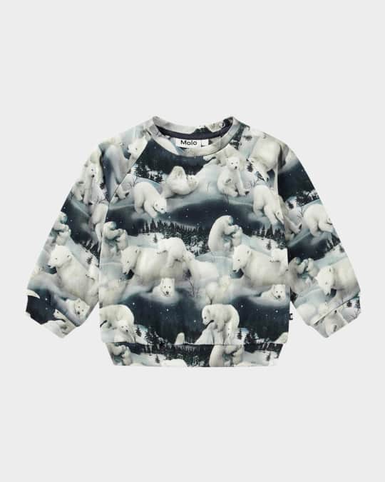Molo Boy's Disc Polo Bear Sweatshirt, Size 3M-2 | Neiman Marcus