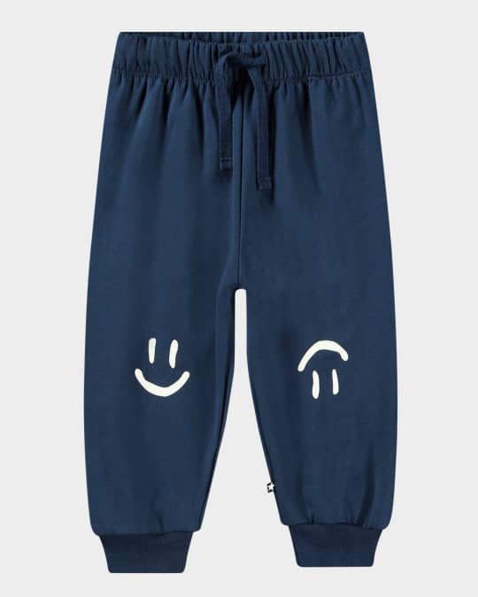 Molo Boy's Simeon Happy Face Joggers, Size 3M-2 | Neiman Marcus