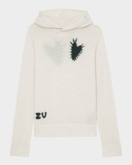 Zadig & Voltaire Moony Cashmere Heart Intarsia Hooded Sweater | Neiman ...