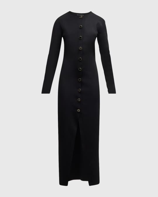 Brandon Maxwell Emm Crewneck Long-Sleeve Maxi Cardigan Dress | Neiman ...
