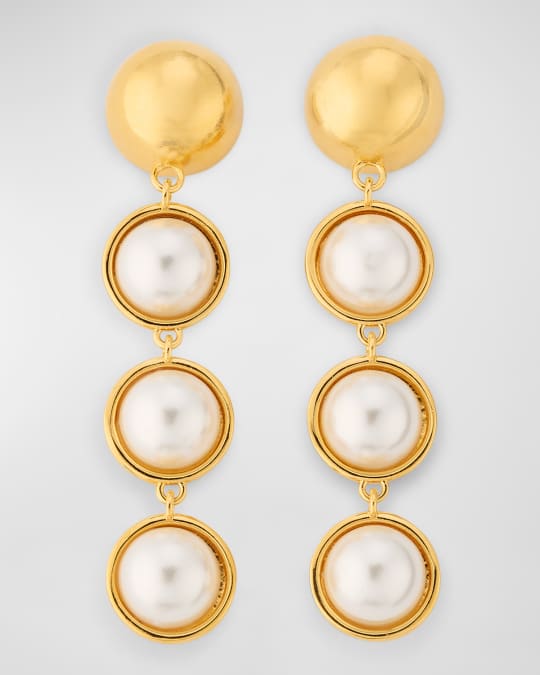 Oscar de la Renta Long Pearly Sphere Earrings | Neiman Marcus
