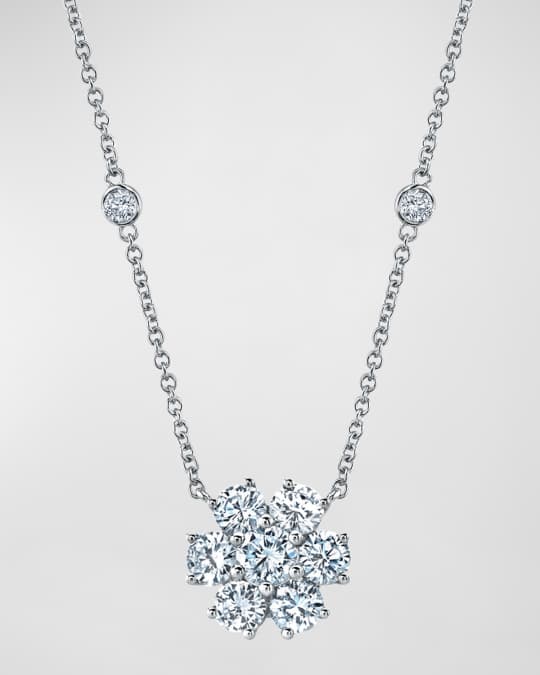 Neiman Marcus Diamonds 18K Gold Round Diamond Flower Pendant Necklace ...