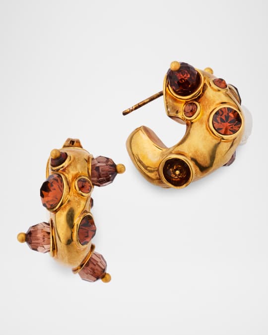 Dries Van Noten Rhinestone Chunky Hoop Earrings | Neiman Marcus