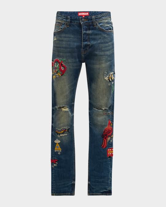 ICECREAM Men's World Tour Embroidered Jeans | Neiman Marcus