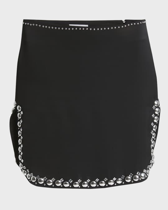 Rabanne Studded Side-Slits Mini Skirt | Neiman Marcus