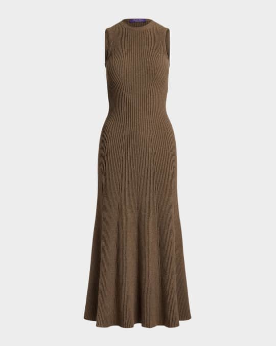 Ralph Lauren Collection Lofty Cashmere Rib Sleeveless Midi Day Dress ...