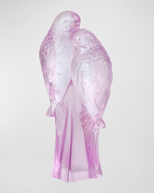Lalique Two Parakeets Crystal Figure, Pink Luster | Neiman Marcus