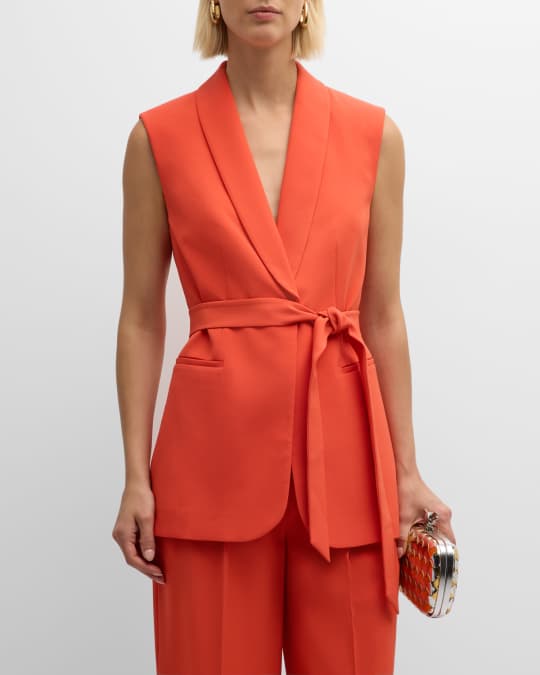 Elie Tahari The Jolene Belted Shawl-Collar Vest | Neiman Marcus