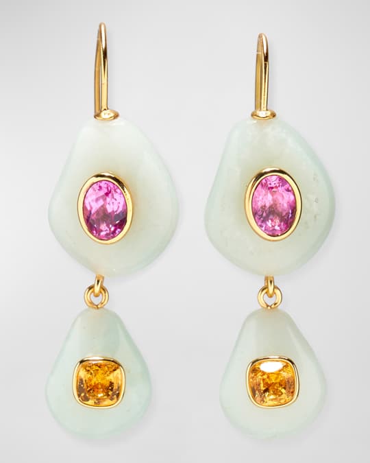 Lizzie Fortunato STACKED STONE EARRINGS IN AMAZONITE | Neiman Marcus