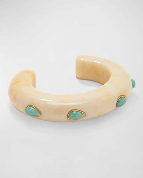 Lizzie Fortunato RIDGE CUFF IN ALABASTER AND AMAZONITE | Neiman Marcus