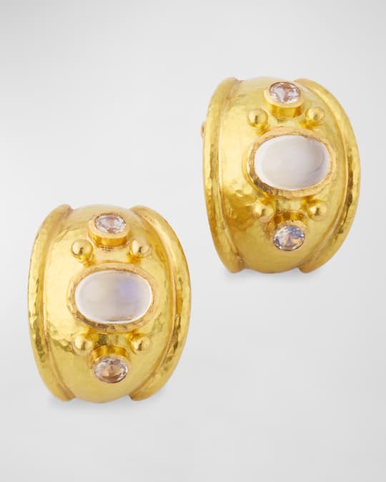 Elizabeth Locke 19K Yellow Gold Medium Vertical Moonstone Earrings ...
