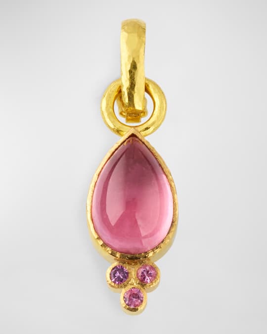 Elizabeth Locke 19K Yellow Gold Small Vertical Pear Shaped Pink ...