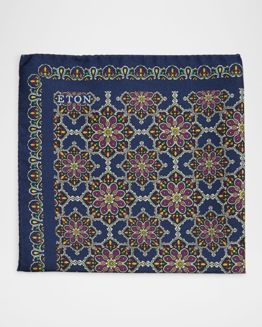 Eton Men's Silk Twill Medallion Pocket Square | Neiman Marcus
