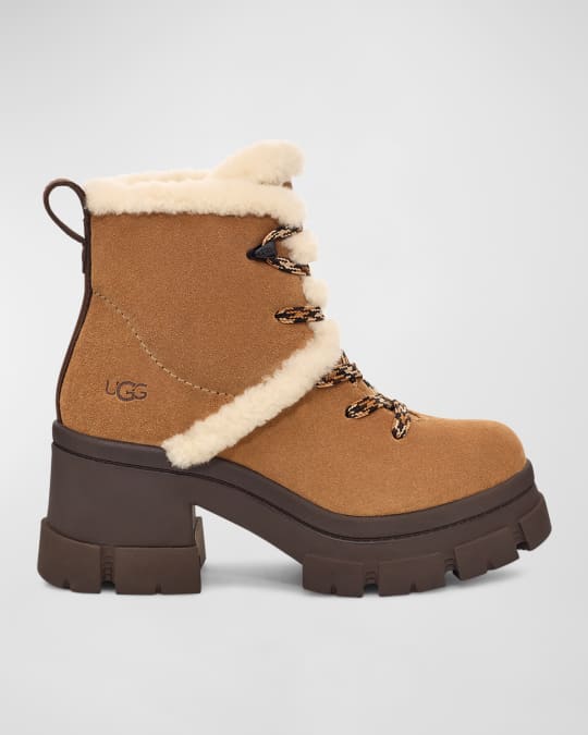 UGG Brooklyn Suede Shearling Hiker Boots | Neiman Marcus