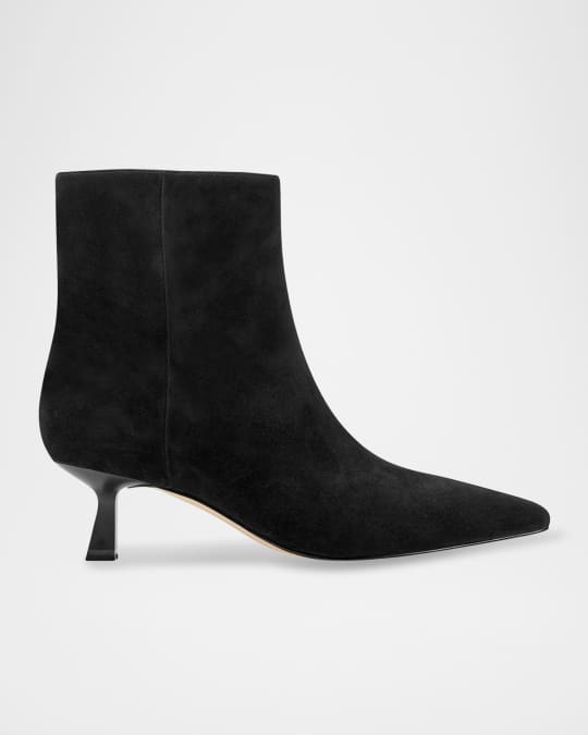 Marc Fisher LTD Kolton Suede Kitten Zip Booties | Neiman Marcus