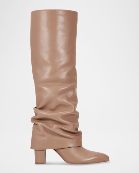 Marc Fisher LTD Lalita Slouchy Cuffed Leather Knee Boots | Neiman Marcus