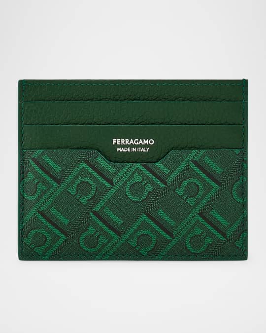 Ferragamo Men's Leather Monogram Card Holder | Neiman Marcus