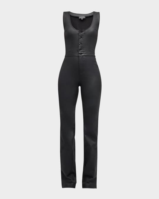 Retrofete McKinnon Sleeveless Coated Denim Jumpsuit | Neiman Marcus