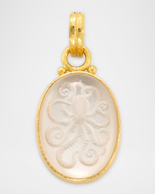 Elizabeth Locke 19K Yellow Gold Medium Vertical Oval Rock Crystal ...