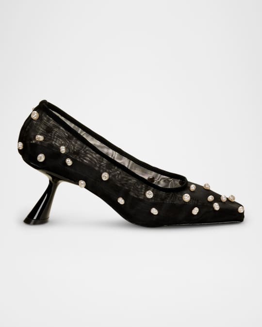 Cult Gaia Winne Pearl Mesh Pumps | Neiman Marcus