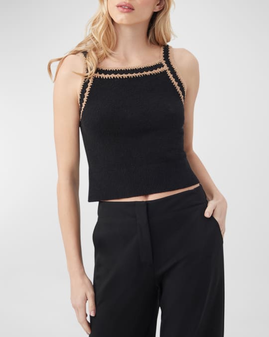 Trina Turk Suez Cropped Crochet-Trim Cami | Neiman Marcus