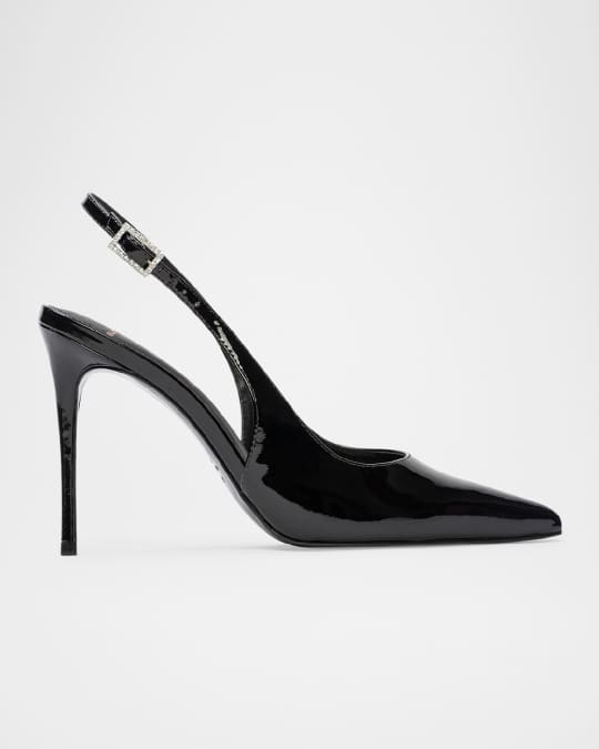Black Suede Studio Alloy Patent Leather Slingback Pumps | Neiman Marcus