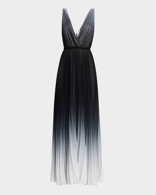 Ungaro Deep V-Neck Pleated Ombre Gown | Neiman Marcus