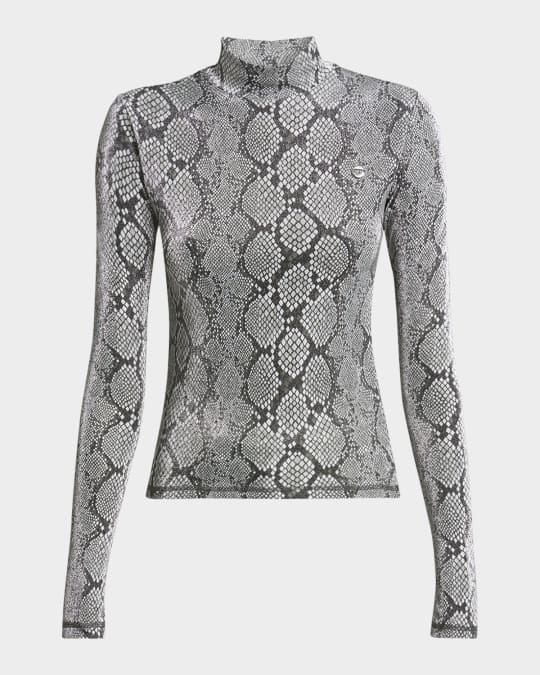 Coperni Mock-Neck Metallic Snakeskin-Print Top | Neiman Marcus