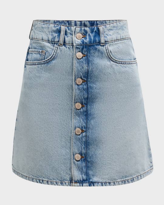 Triarchy Ms. Louisiana Mid-Thigh Button-Front Denim Skirt | Neiman Marcus