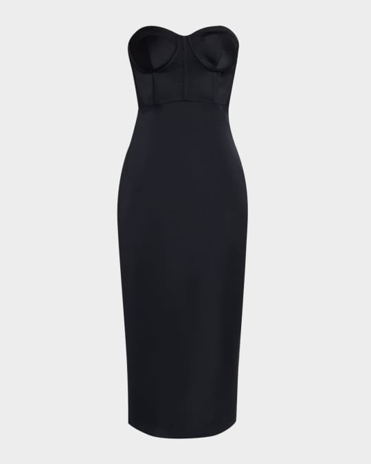 Ramy Brook Alianna Strapless Bustier Column Midi Dress | Neiman Marcus