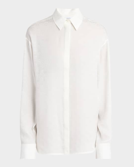 Ferragamo Essential Gancio Logo Button-Down Blouse | Neiman Marcus
