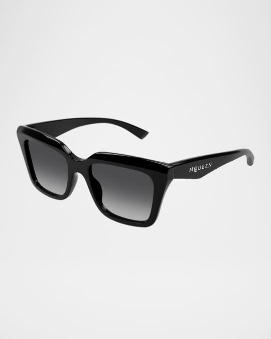 McQueen Logo Rectangle Acetate Sunglasses | Neiman Marcus