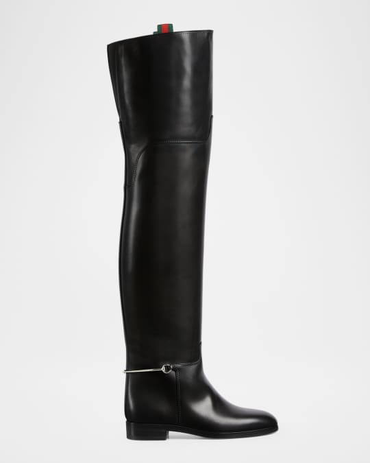 Gucci Clive Leather Over-The-Knee Boots | Neiman Marcus