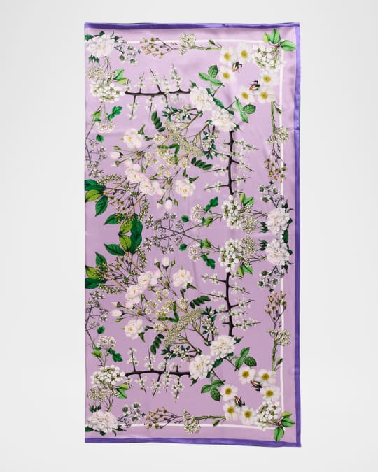 St. Piece Winter Floral Printed Silk Scarf | Neiman Marcus