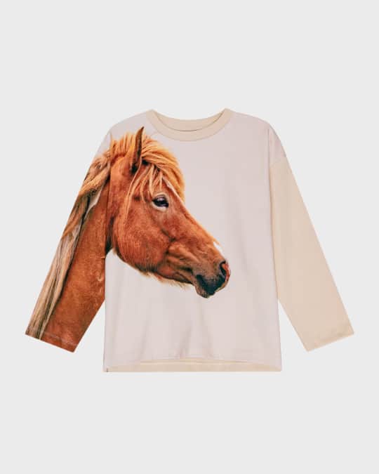 Molo Girl's Mountoo Horse Graphic T-Shirt, Size 4-6 | Neiman Marcus