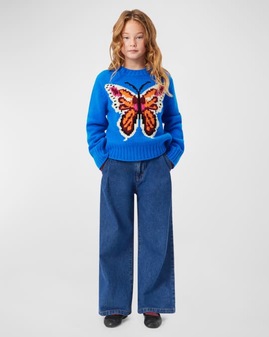Molo Girl's Gulda Butterfly Intarsia Sweater, Size 7-12 | Neiman Marcus