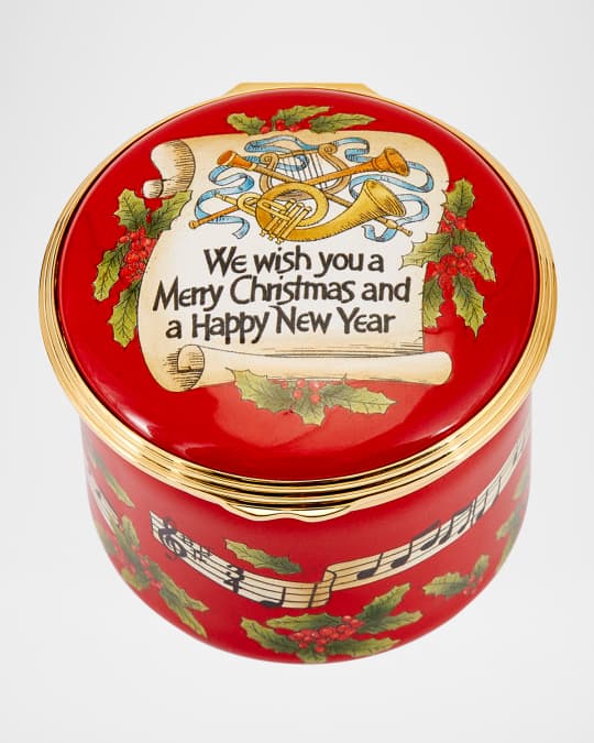 Halcyon Days "We Wish You a Merry Christmas" Enamel Music Box | Neiman ...