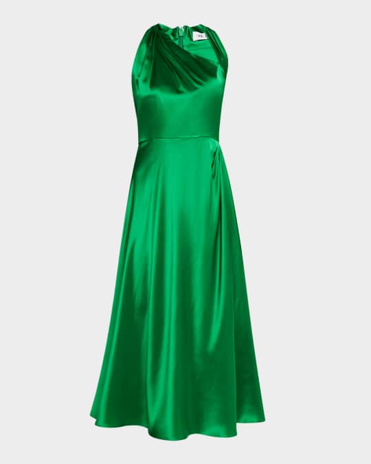 E.Stott Lucinda Sleeveless Asymmetric Silk Midi Dress | Neiman Marcus
