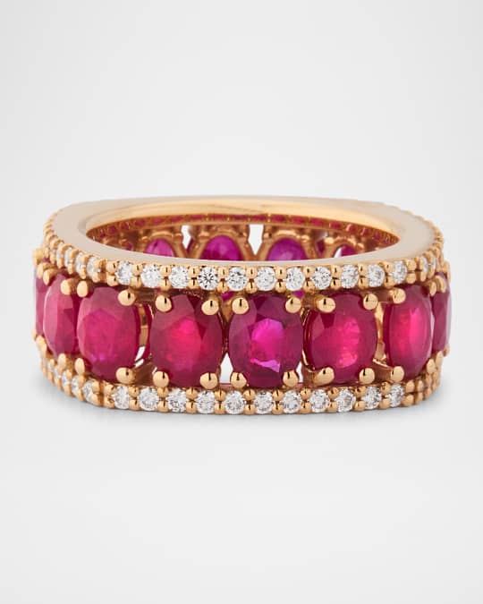 Miseno 18K Rose Gold Procida Diamond and Ruby Band Ring | Neiman Marcus