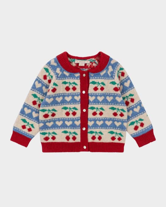 Konges Slojd Girl's Belou Flower Intarsia Knit Cardigan, Size 9M-10 ...
