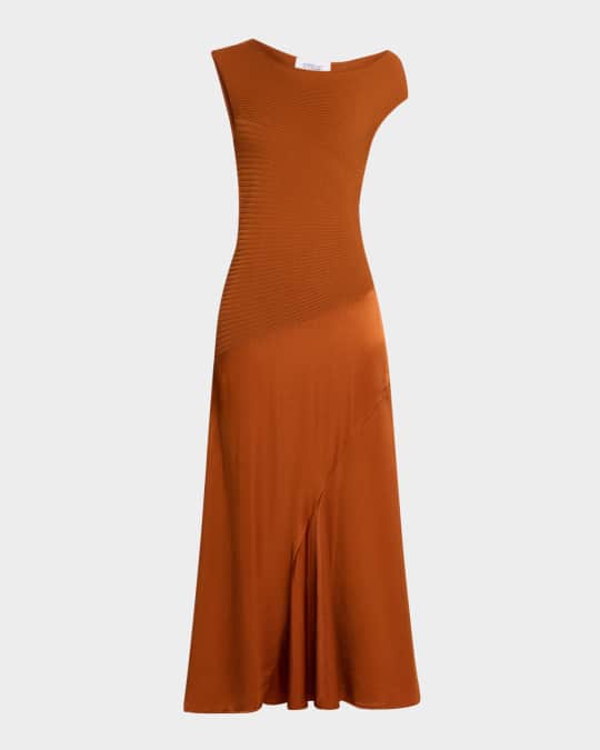 Derek Lam 10 Crosby Madeline Mixed-Media Maxi Dress | Neiman Marcus
