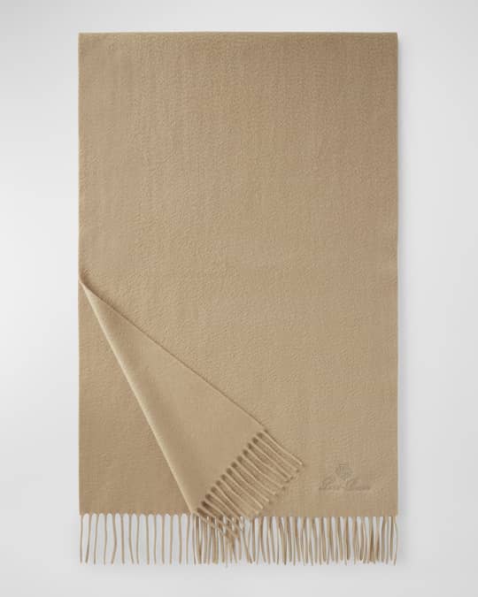 Loro Piana Embroidered Logo Cashmere Scarf | Neiman Marcus