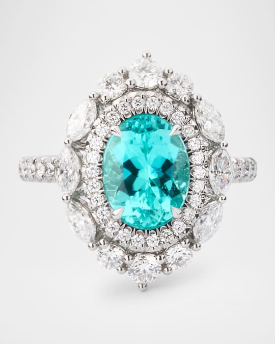 Robert Erich Platinum Diamond and Paraiba Tourmaline Statement Ring ...